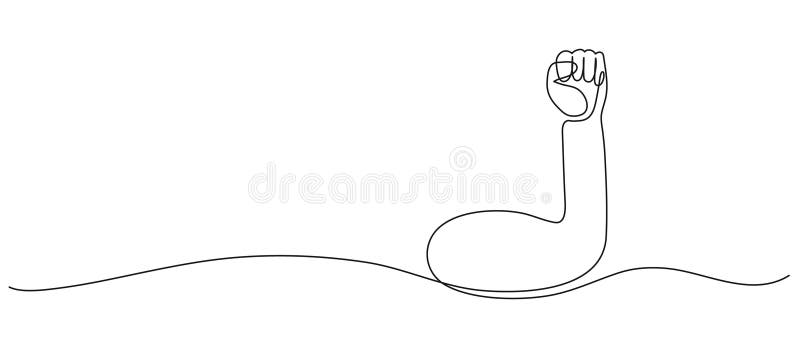 One Single Line Drawing of Bodybuilder Model Show Bicep. Healthy ...