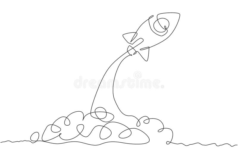 Single Line Drawing Rocket Stock Illustrations – 420 Single Line ...