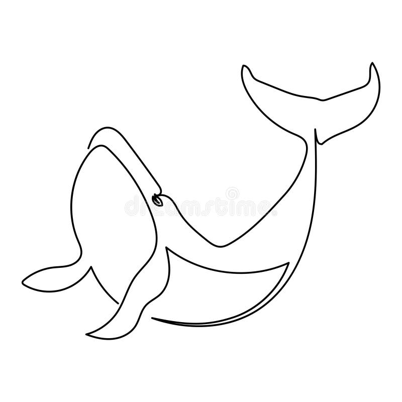 One Single Line Drawing of Whale for Logo Stock Vector - Illustration ...