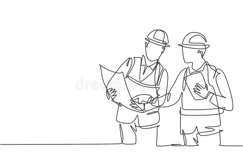 One Single Line Drawing Construction Stock Illustrations – 1,011 One ...