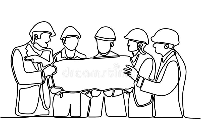 One Single Line Drawing of Young Construction Foreman Giving ...