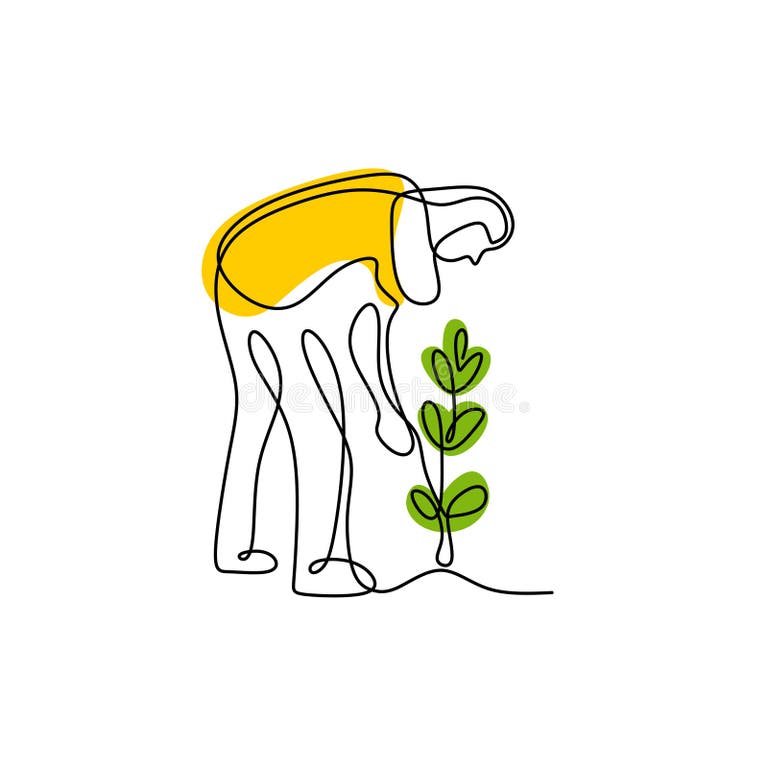 Single Line Drawing Girl Gardening Stock Illustrations 26 Single Line