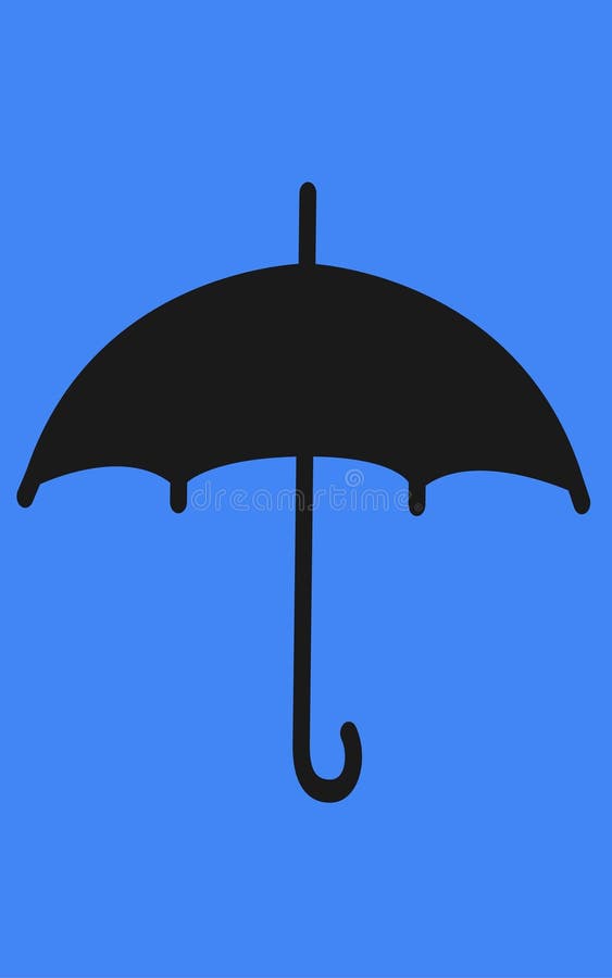 One Single Umbrella Brolly Against a Blue Backdrop Stock Illustration ...