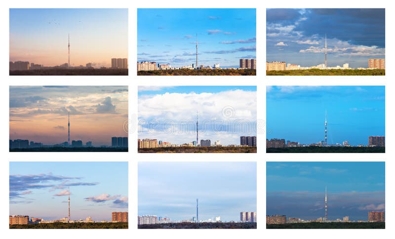 The One Skyline in Various Seasons Stock Image - Image of environment ...