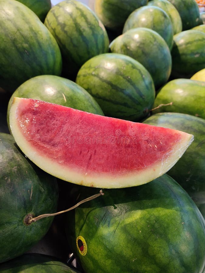One Slice of Fresh Red Watermelon Stock Image - Image of leaf, drink ...