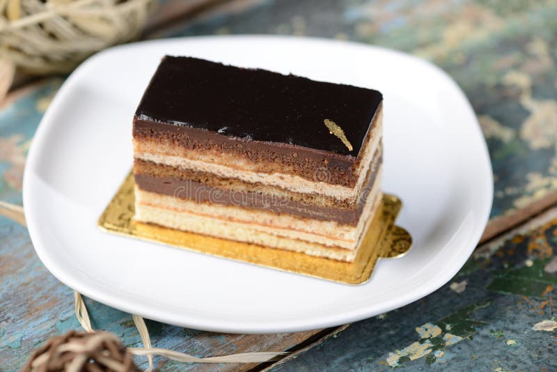 One slice of Opera cake stock image. Image of opera, french - 64241869