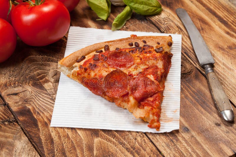 One slice of pizza. stock image. Image of meat, supreme - 41829651