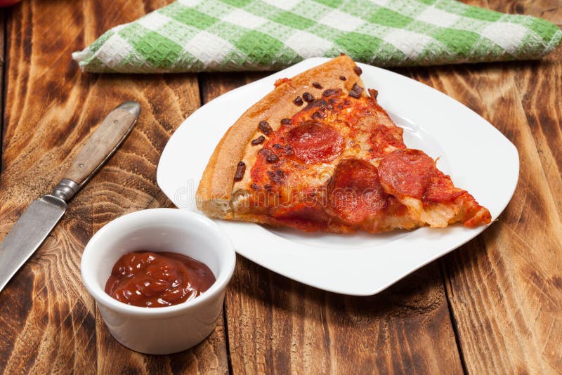 One slice of pizza. stock photo. Image of sauce, restaurant - 42038426