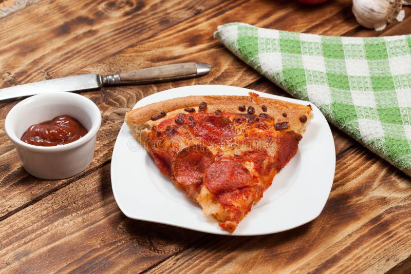 One slice of pizza. stock photo. Image of meal, gourmet - 42150358