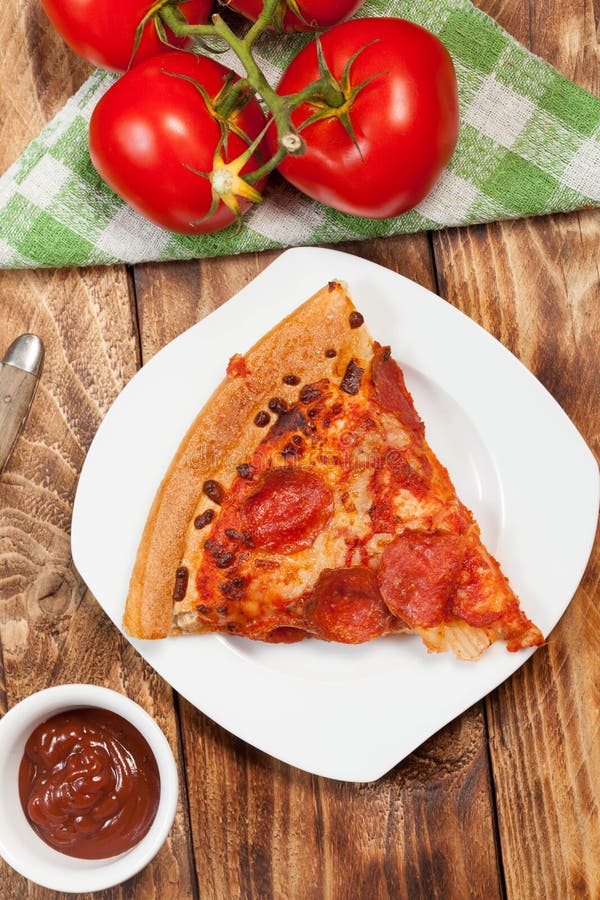 One slice of pizza. stock image. Image of snack, plate - 42339877