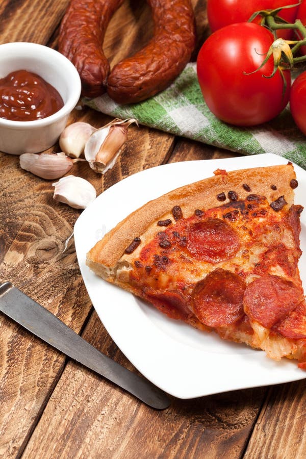 One slice of pizza. stock image. Image of sauce, cooking - 42367677
