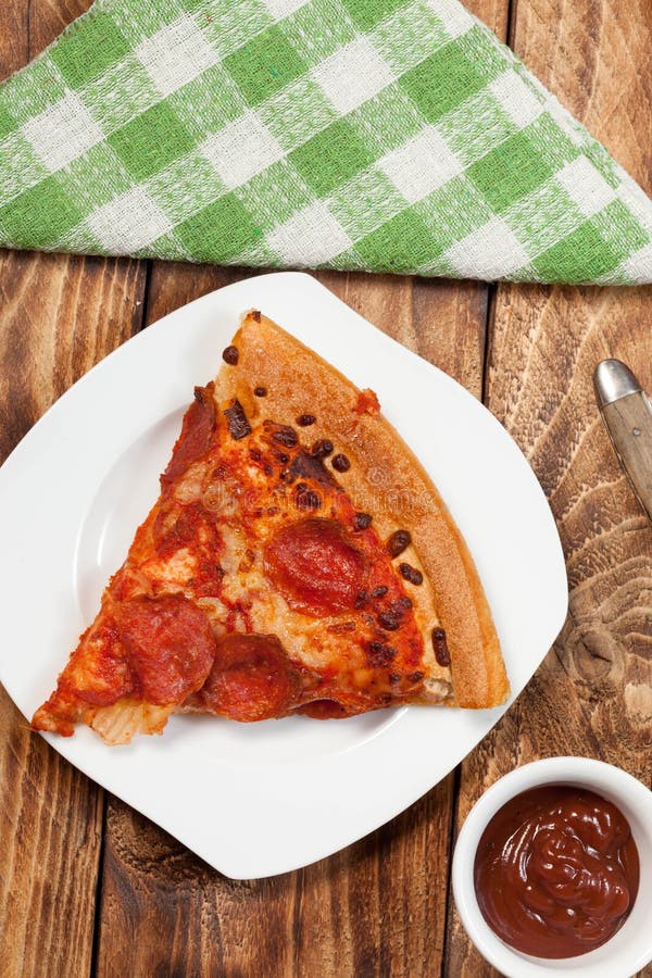 One slice of pizza. stock image. Image of sausage, junk - 43798725