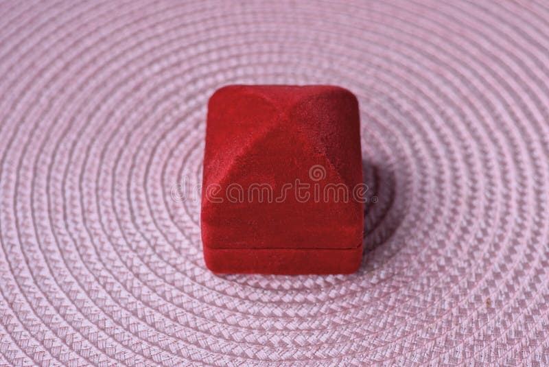 One Small Closed Red Ring Box Stock Photo - Image of decoration, case ...