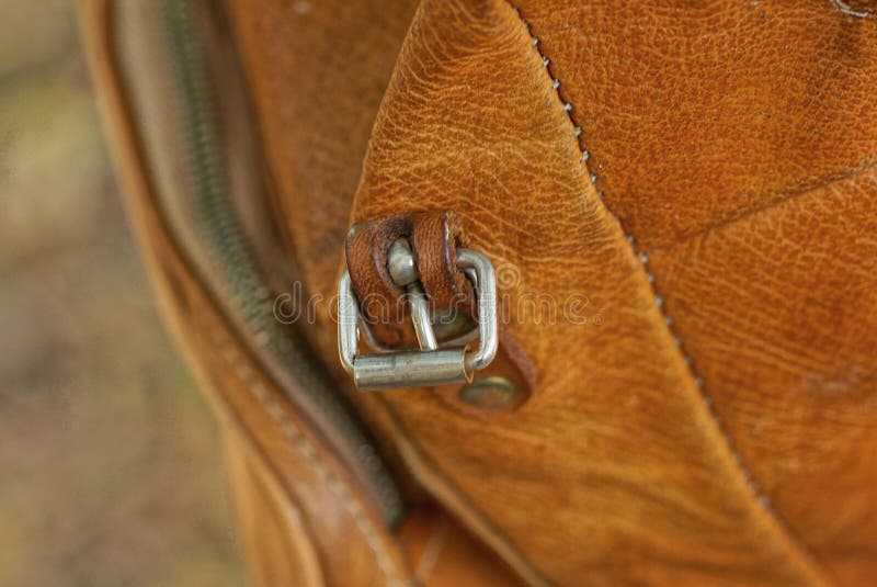 One Small Gray Metal Clasp on a Short Leather Harness Stock Image ...
