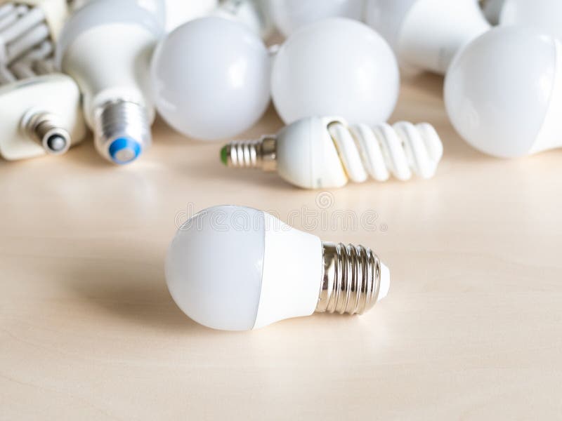 Small LED Bulb Light in Front of Different Lamps Stock Photo - Image of ...