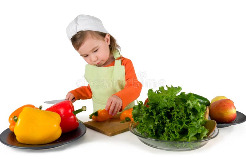 One Small Little Girl Cooking Stock Image - Image of girl, pepper: 29698679