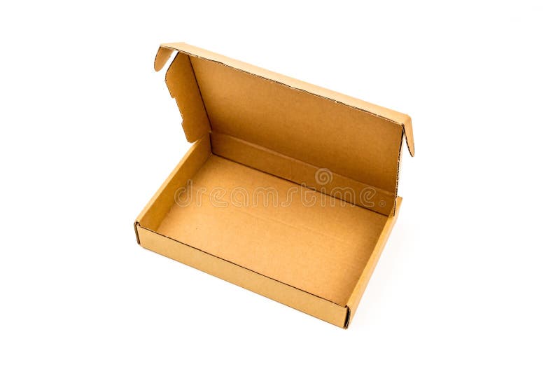 Opened Rectangular Cardboard Box Isolated Stock Photo - Image of ...