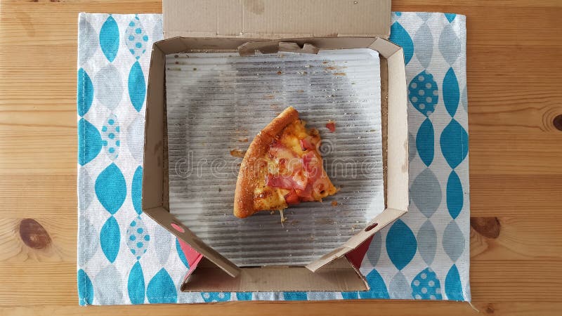 Small Piece of Pizza is Left in the Box. Stock Image - Image of eating ...