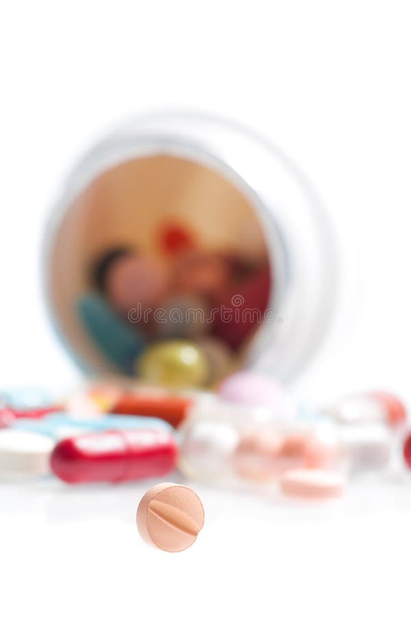 A Small Pill Can Save Humans Life. Pill Bottle. Man Hands Opening ...