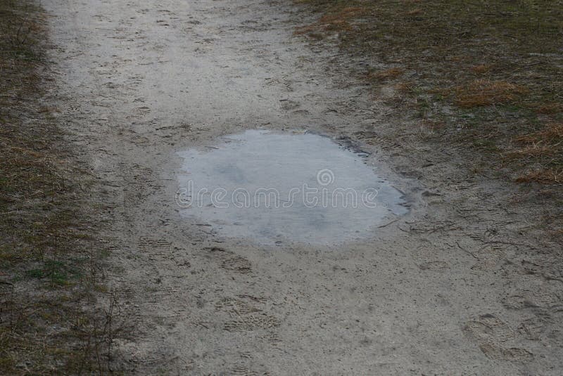 One Small Puddle of Water on the Gray Earth Stock Image - Image of ...