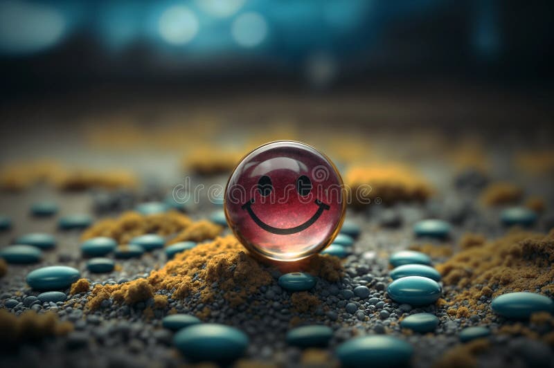 One Small Transparent Smiley Face, among Colored Stones. Generative Ai ...