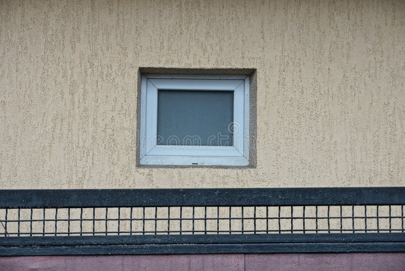 One Small White Square Window on the Brown Wall Stock Photo - Image of ...
