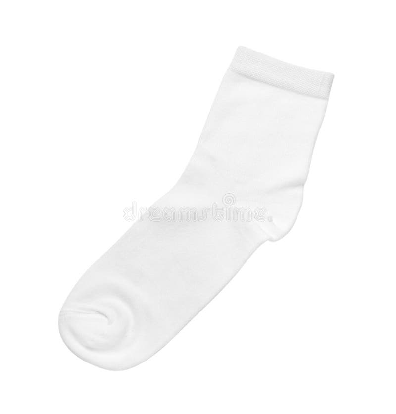 One Sock Isolated on White, Top View Stock Image - Image of casual ...