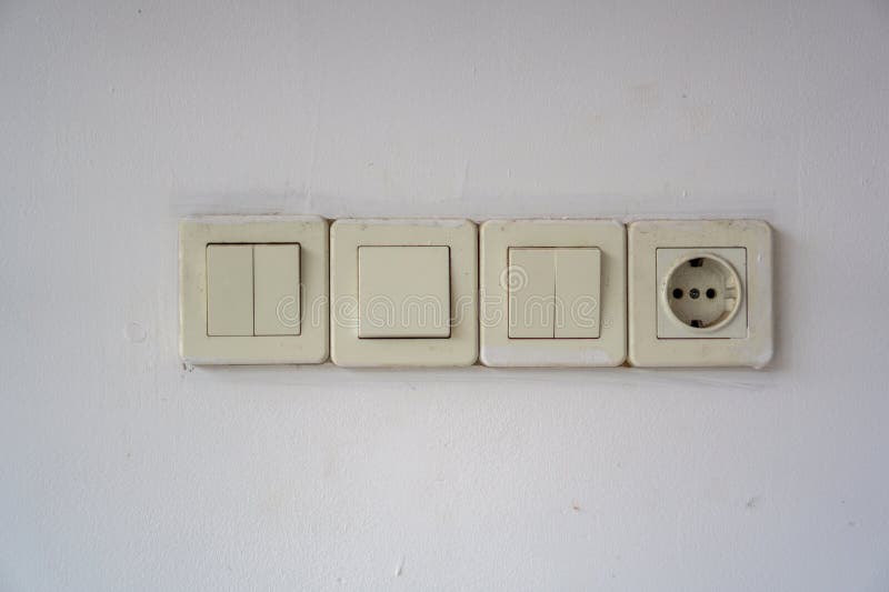 One Socket and Three Switch. Electric Socket and Lamp Switch Button on ...