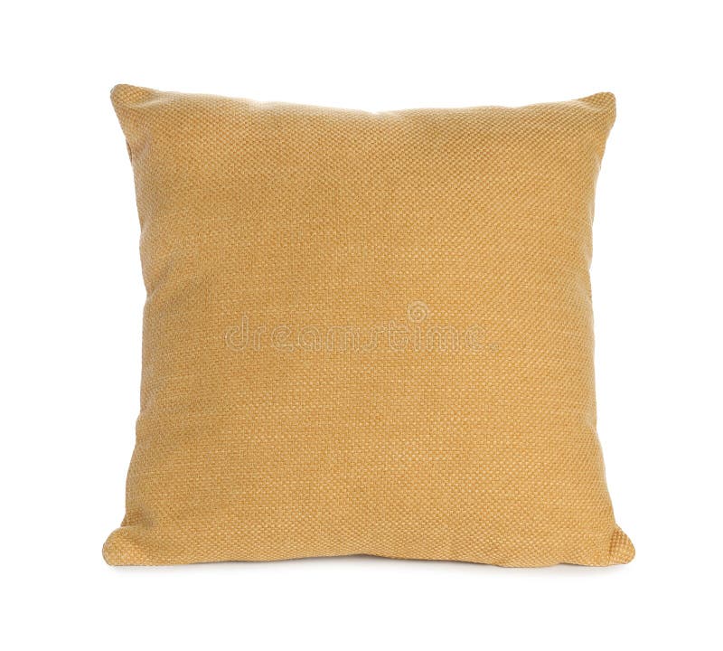 One Soft Color Pillow Isolated on White Stock Image - Image of material ...