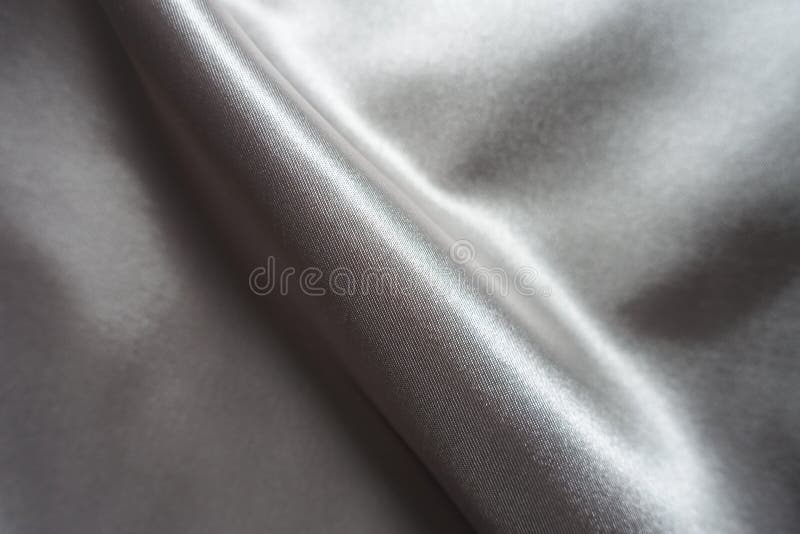 One Soft Fold on Glossy Grey Polyester Satin Fabric Stock Photo - Image ...