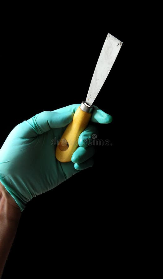 One Spatula and a Hand stock photo. Image of metal, repair - 246959896