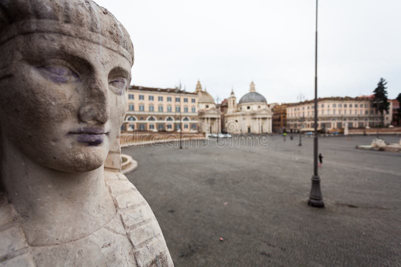 One of the Sphinx in Front of People`s Square, Rome Stock Image - Image ...