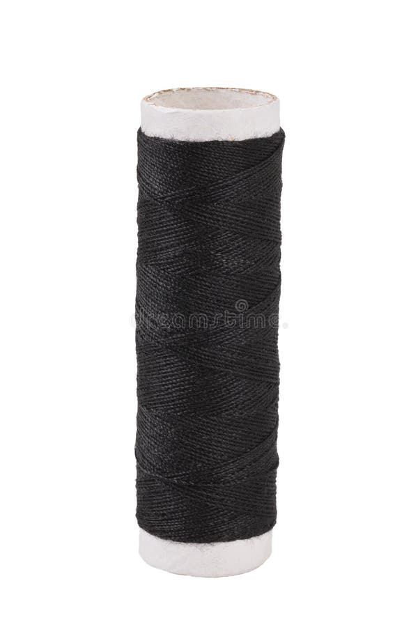 Spool of Black Sewing Thread Isolated on White Stock Photo - Image of ...