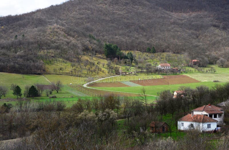 Spring Landscape of the Village Editorial Image - Image of rain, green ...