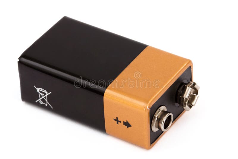 One Square Battery, Isolated on White Background Stock Photo - Image of ...