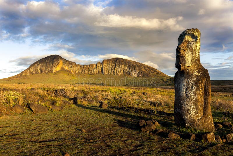 Standing Moai in Easter Island at Sunrise Stock Photo - Image of island ...
