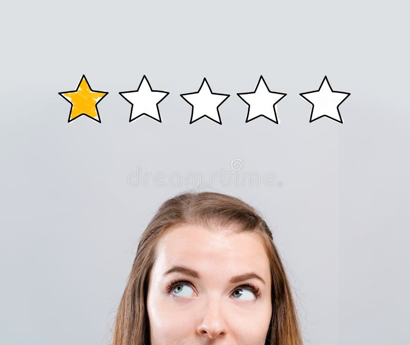 One Star Rating with Young Woman Stock Image - Image of person, review ...