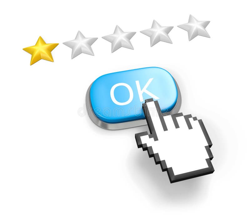 One Stars Rating. Button OK and Hand Cursor. Stock Illustration ...