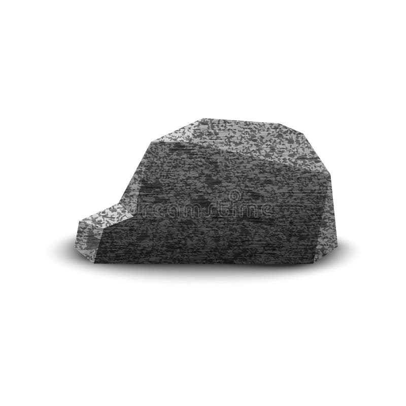 One Stone Isolated on White Background, 3d One Piece of Granite ...