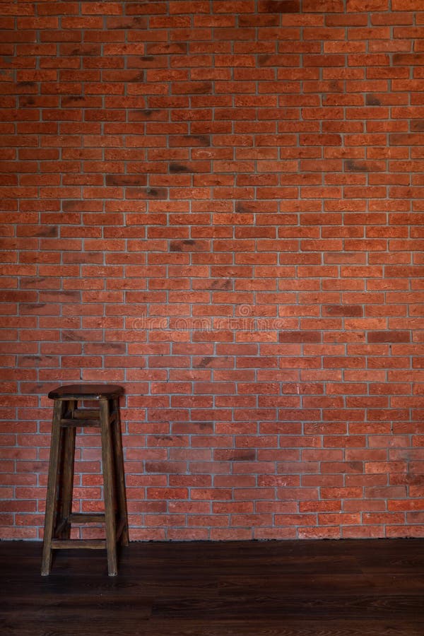 One Stool Indoors Against a Brick Wall Stock Image - Image of chair ...