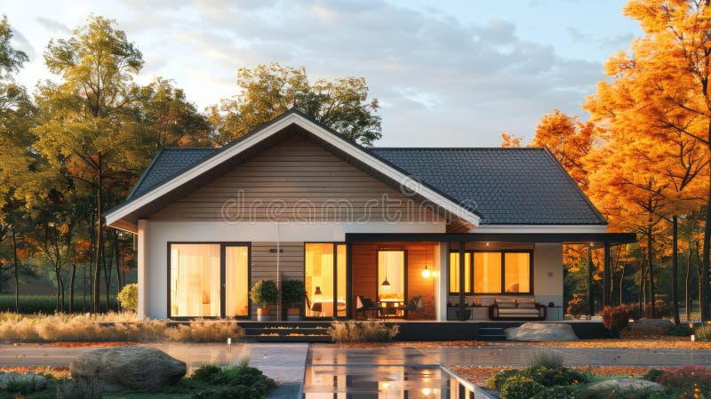 A One-storey Clapboard House Project in a Realistic Format, Bathed in ...