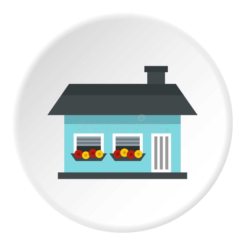 One Storey House with Two Windows Icon, Flat Style Stock Vector ...
