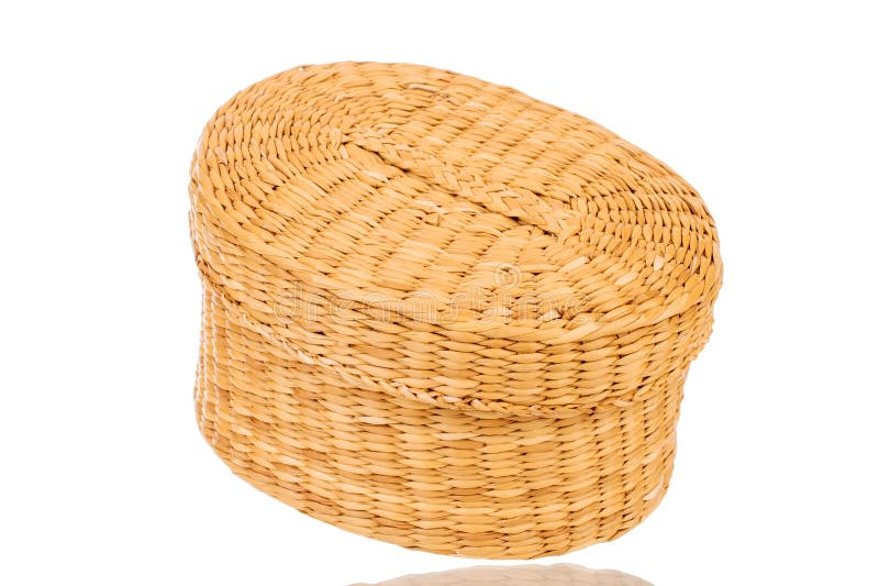 One Straw Basket, Macro, Isolated on White Background. Stock Photo ...