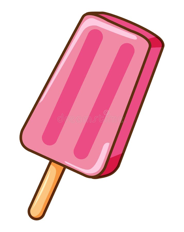One Strawberry Popsicle on White Background Stock Vector - Illustration ...