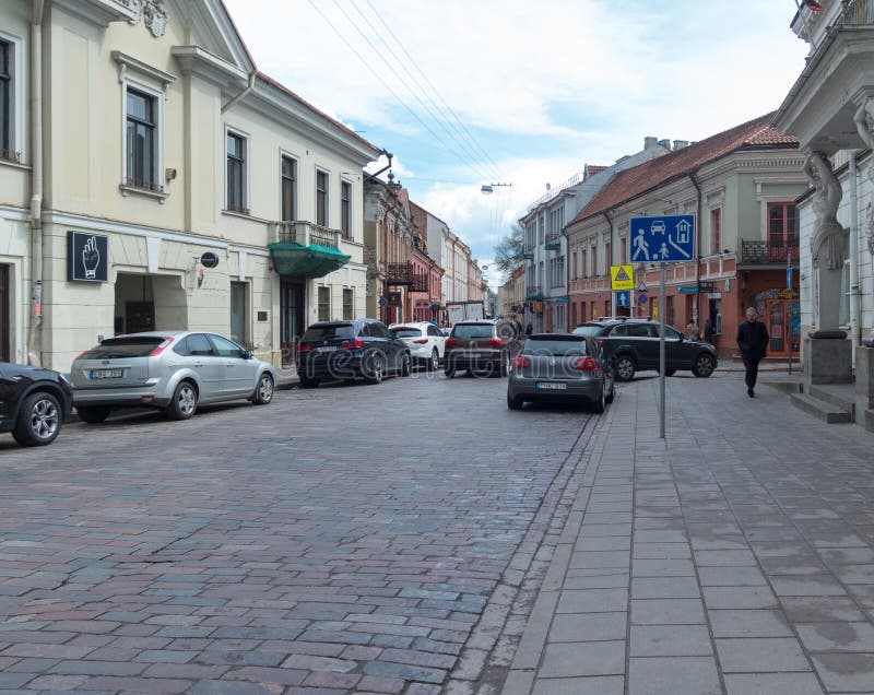 One Street in Old Town at Vilnius Editorial Image - Image of outdoor ...