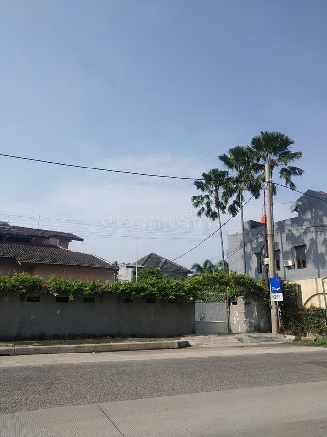 One of the Street Views in Indonesia Stock Photo - Image of tree, house ...