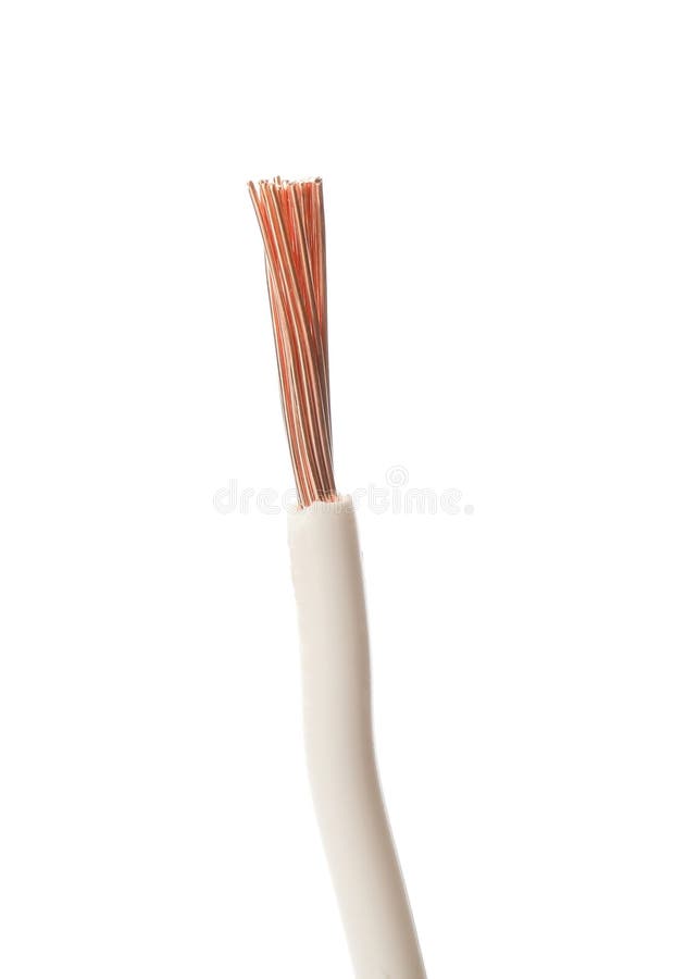 Stripped Electrical Wire with Blue Insulation Isolated on White Stock ...