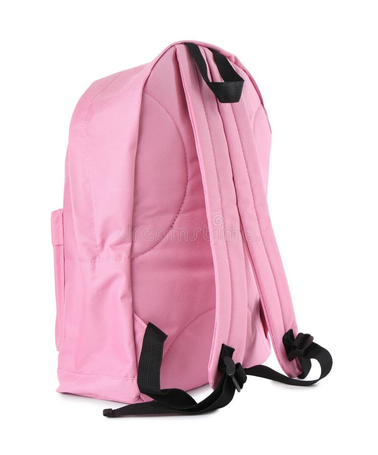 One Stylish Pink Backpack Isolated on White Stock Image - Image of knowledge, knapsack: 370464607