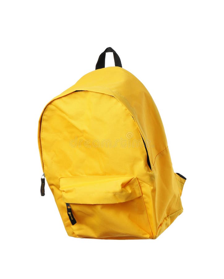 One Stylish Yellow Backpack Isolated on White Stock Photo - Image of ...