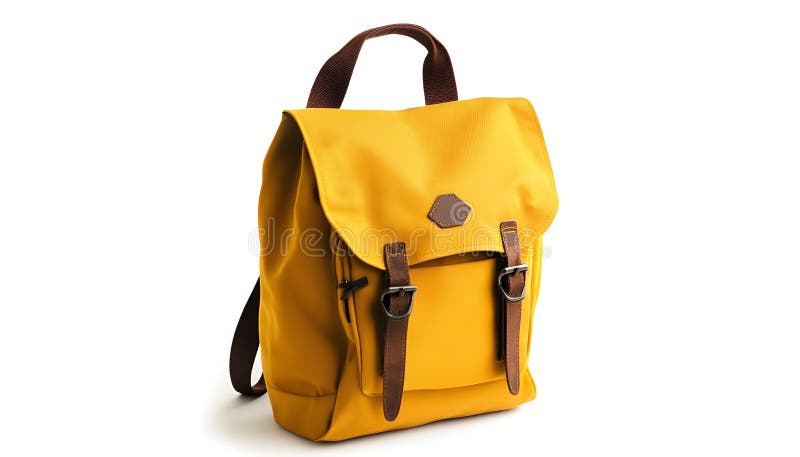 One Stylish Yellow Backpack Isolated on White Stock Photo - Image of ...